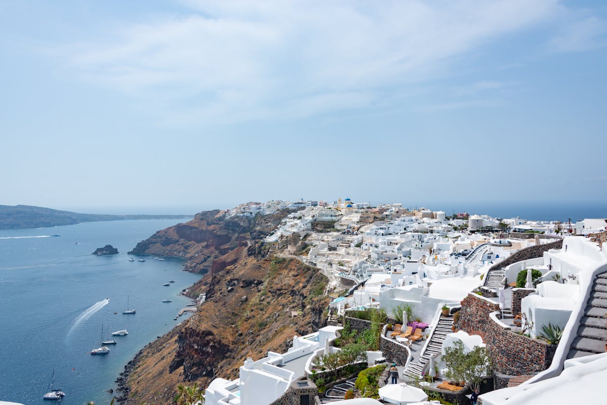 White architecture blue Aegean Santorini