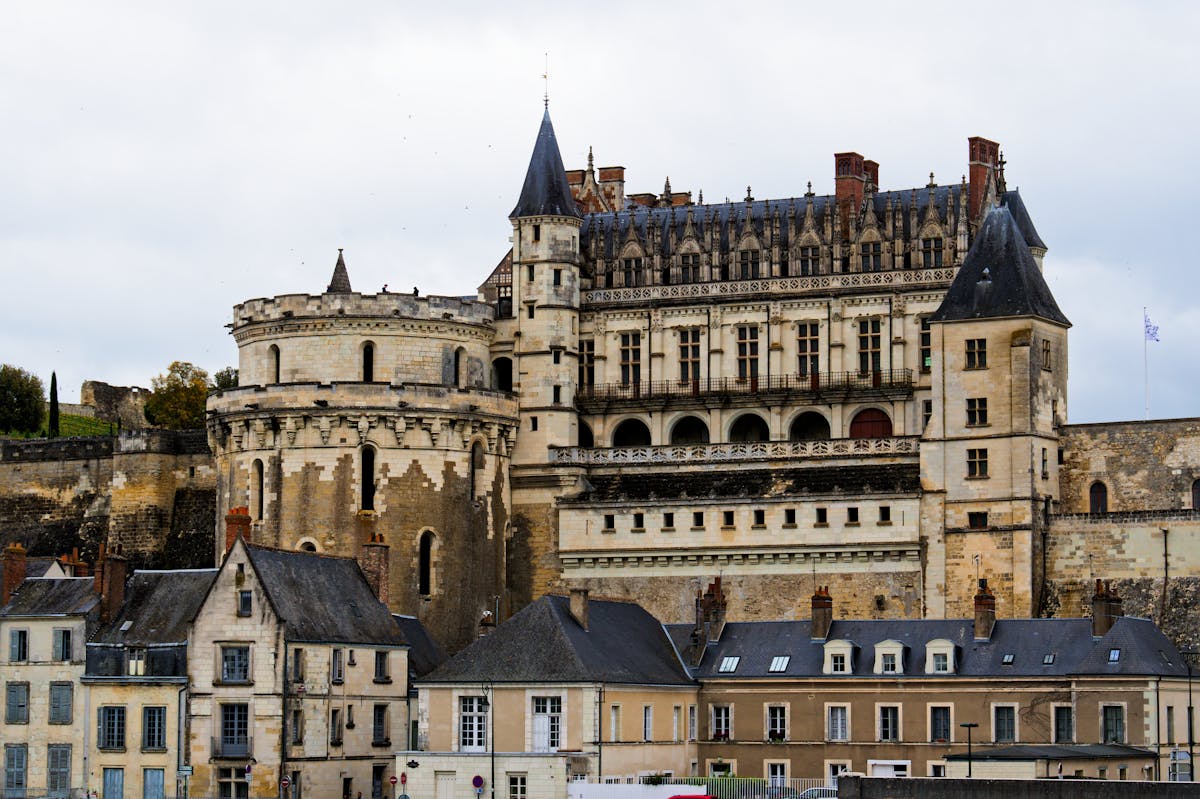 Amboise castle viewed from the town streets below