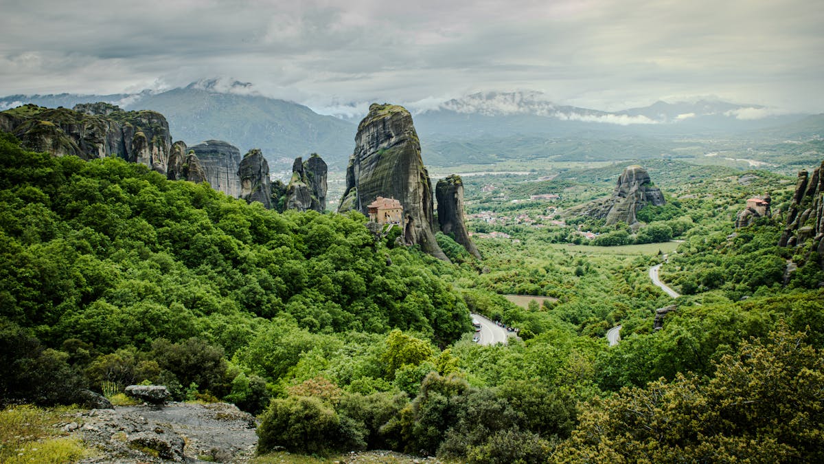 Rock formations and monasteries at Meteora