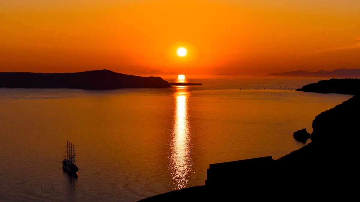 Sunset over Fira Santorini