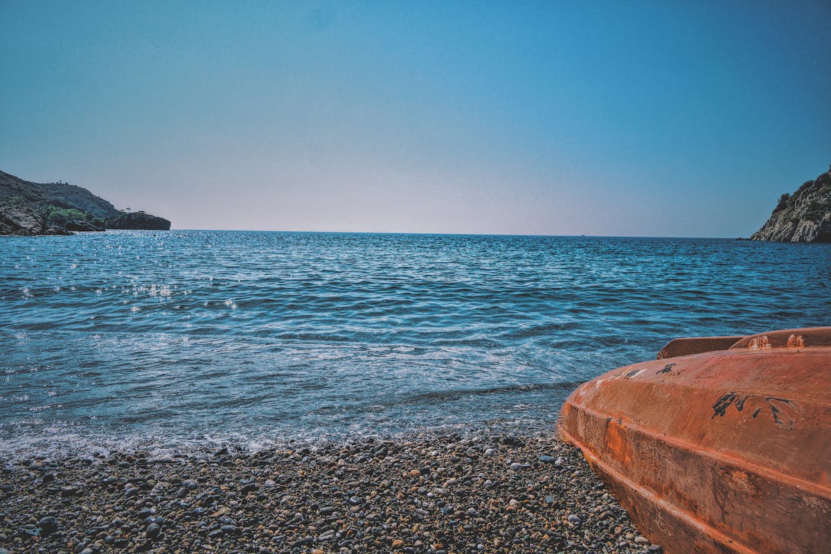 Turquoise sea along Greek coastline