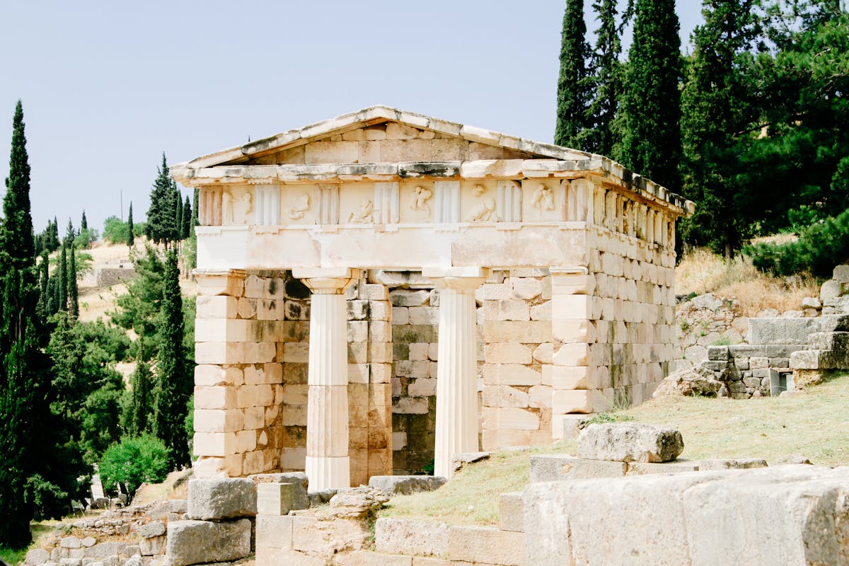 The Treasury of the Athenians at Delphi archaeological site