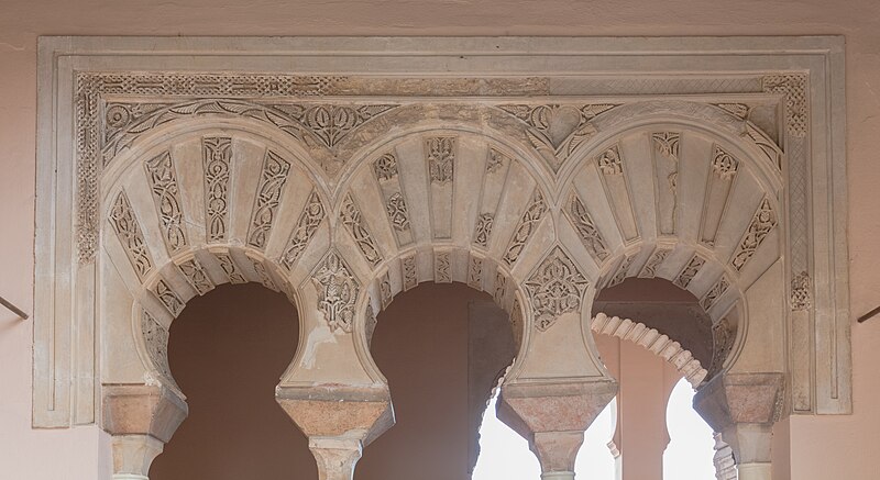 Archways and stone corridors inside the Alcazaba of Malaga