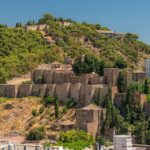 Aerial view of the Alcazaba fortress in Malaga with the port in the background