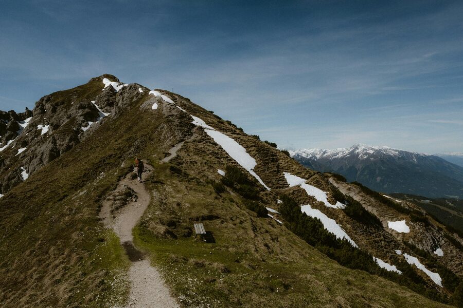 Alpine hiking trail mountains
