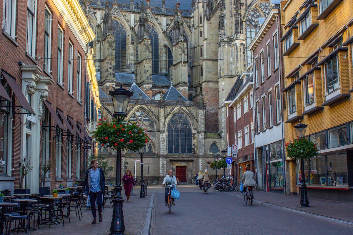 Beautiful street scene in Amsterdam with historic architecture