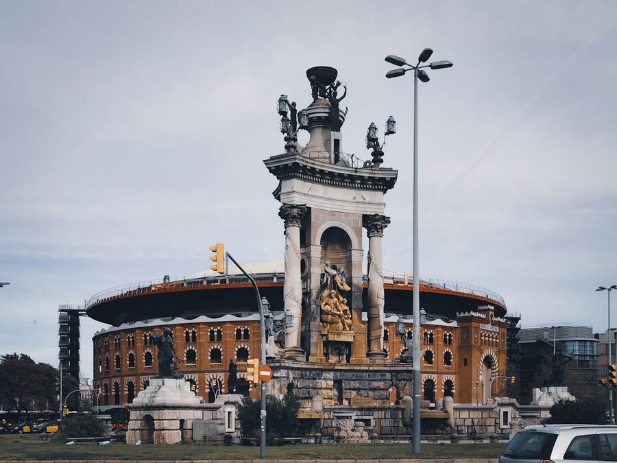 Historic Arenas de Barcelona building converted into a modern shopping center near Placa Espanya
