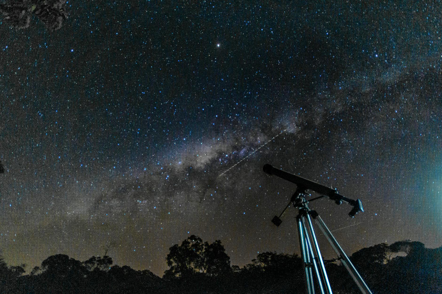 Professional astronomical telescope set up for stargazing experience