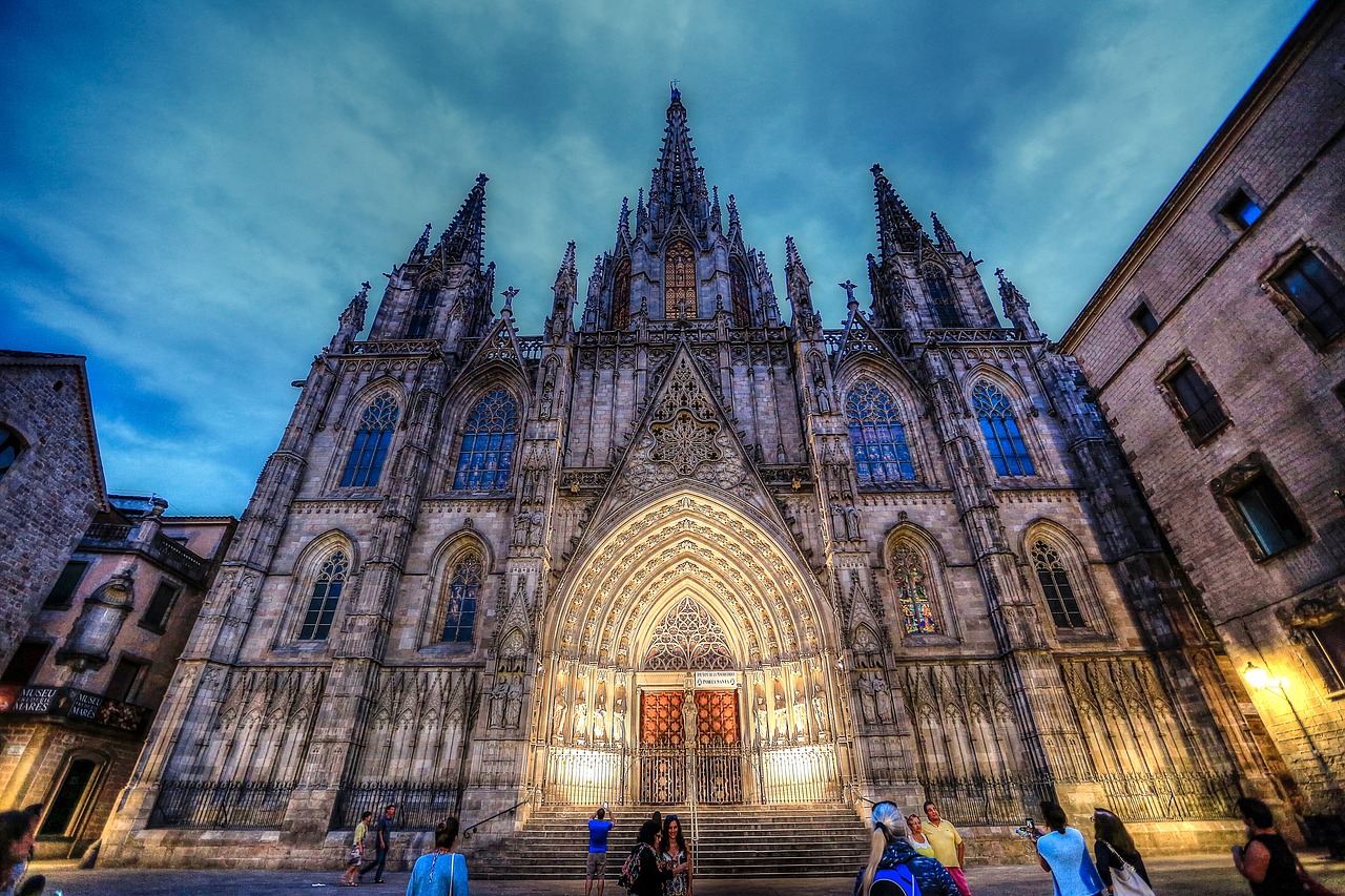 Barcelona Cathedral and Gothic architecture in the Gothic Quarter