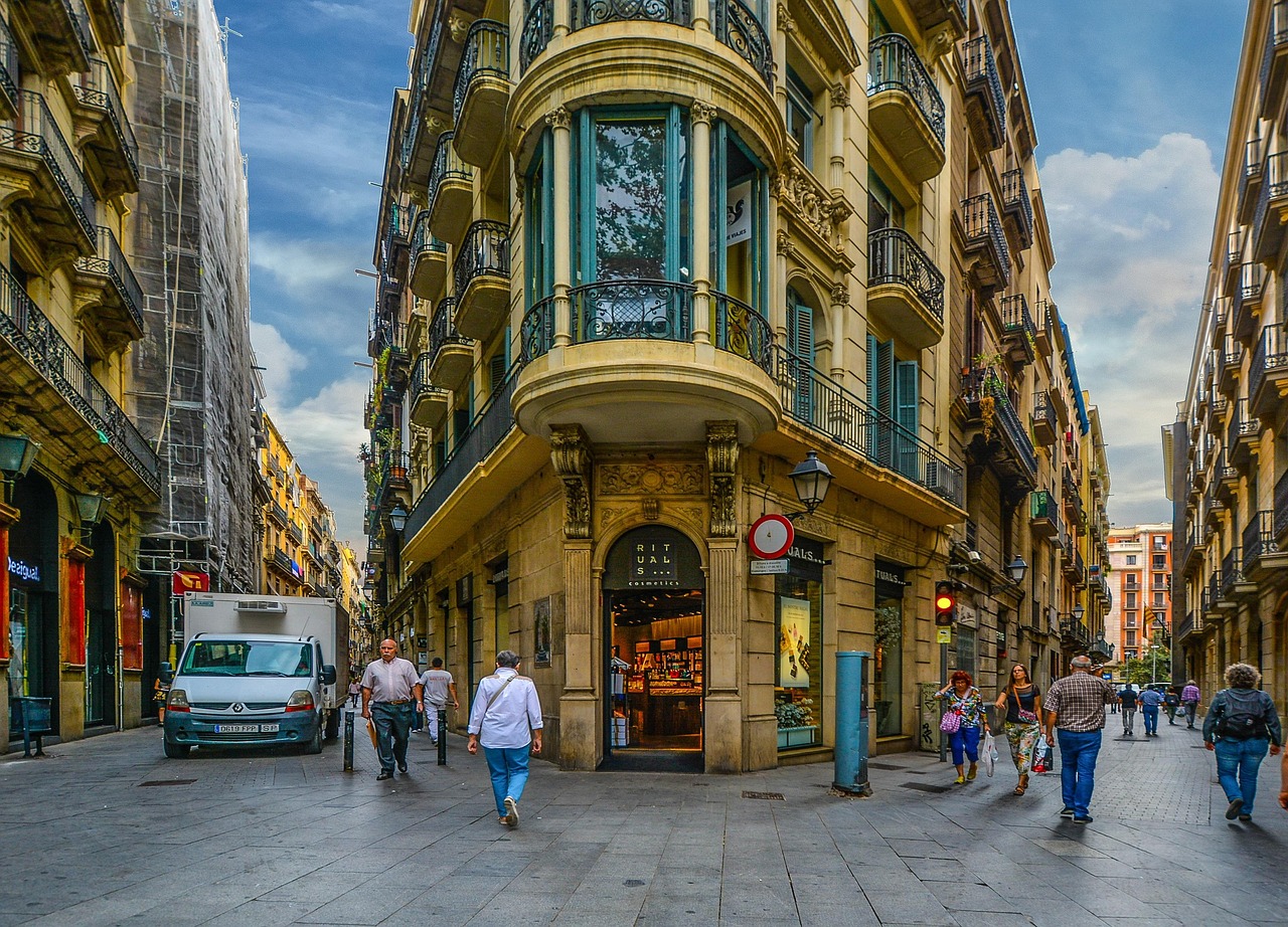 Street in Barcelona's Gothic Quarter with historic buildings