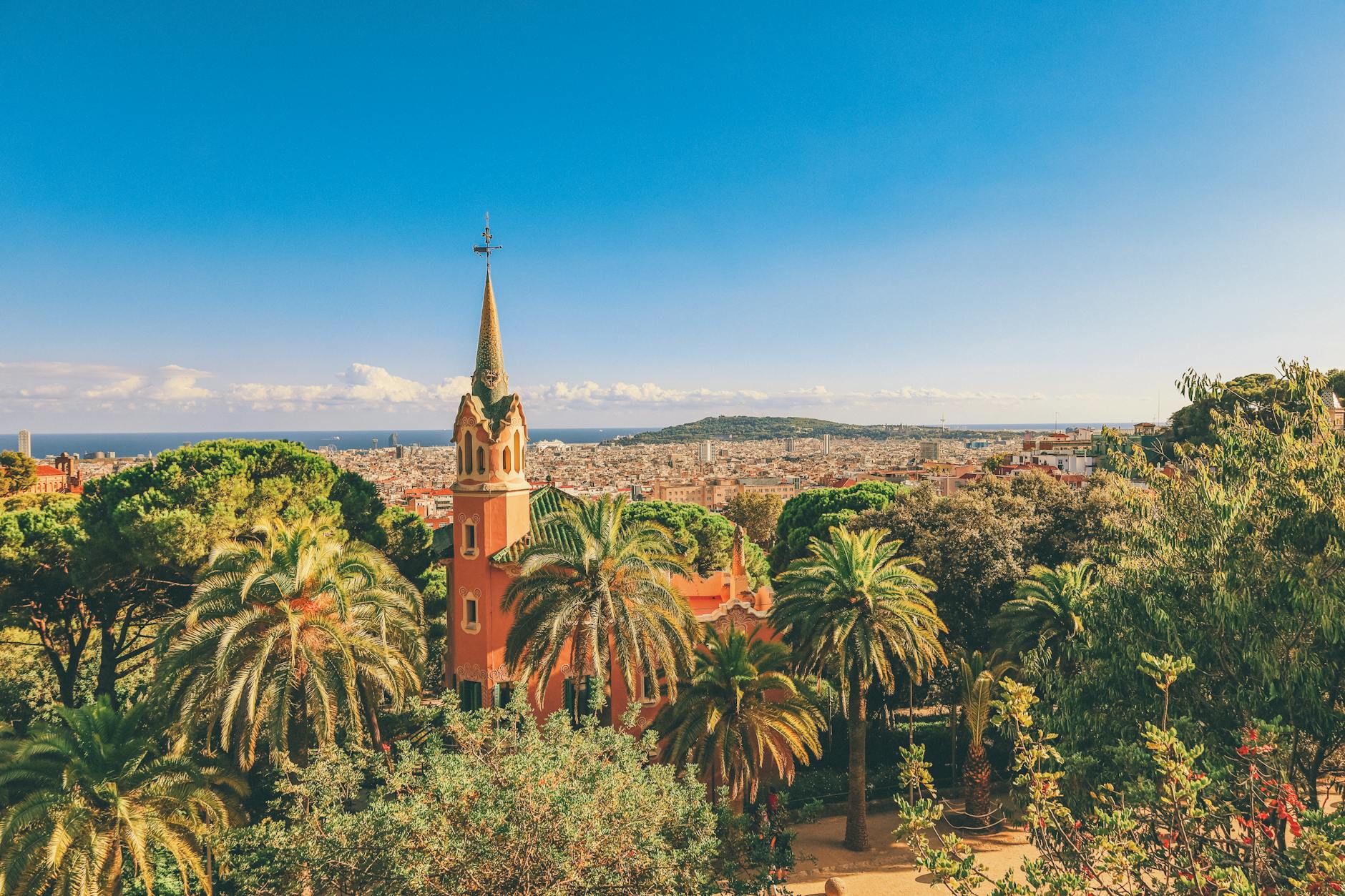 Panoramic view of Barcelona featuring Gaudi architecture