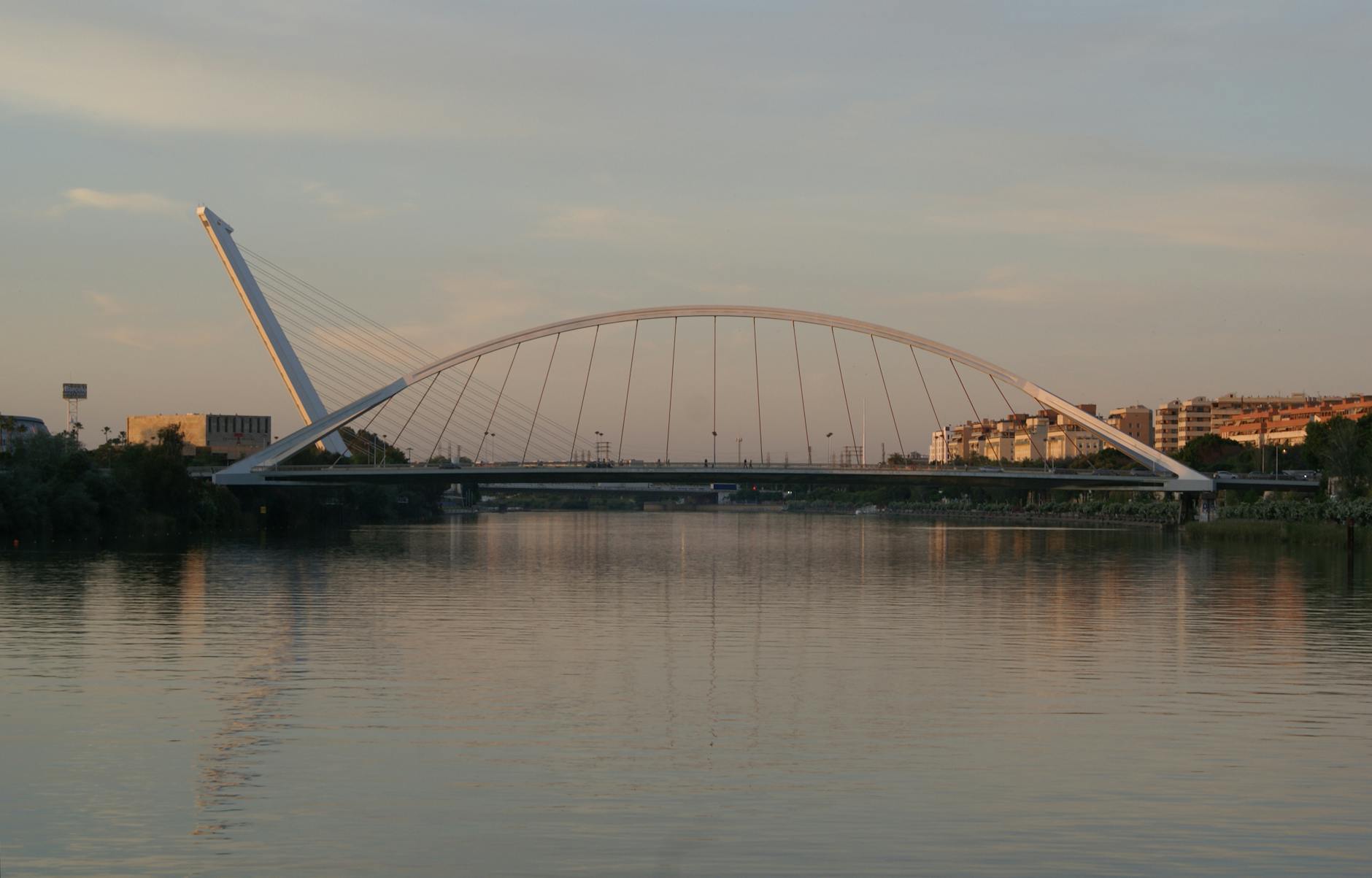 La Barqueta Bridge over the Guadalquivir River near Isla de la Cartuja in Seville