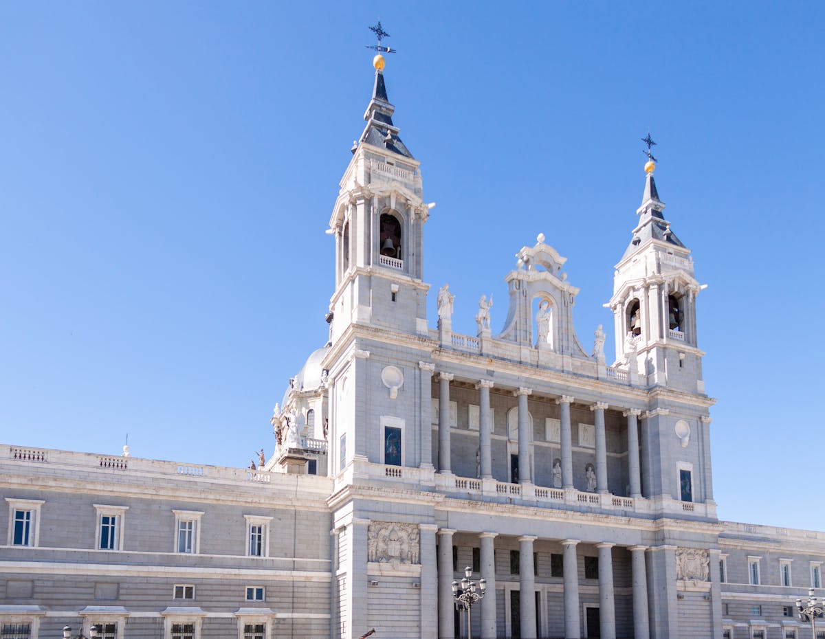 Almudena Cathedral facade in Madrid
