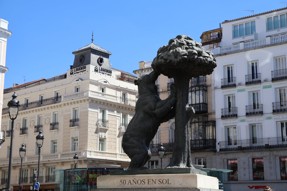Bear and Strawberry Tree statue in Puerta del Sol Madrid