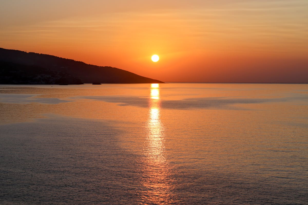The Mediterranean sea under a beautiful golden sunset