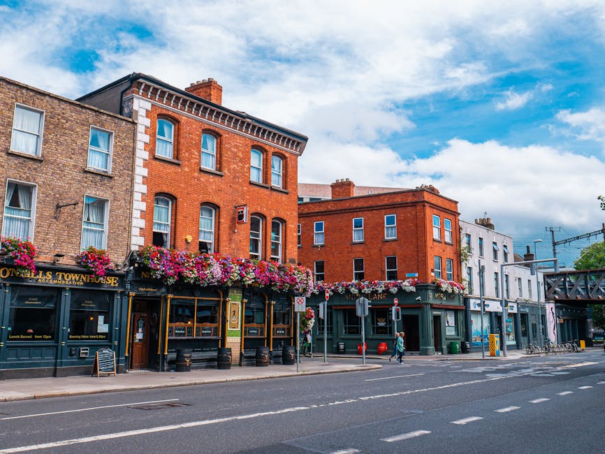 Vibrant scene of historic buildings and street life in Dublin