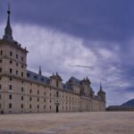 El Escorial Monastery in Spain framed by sky