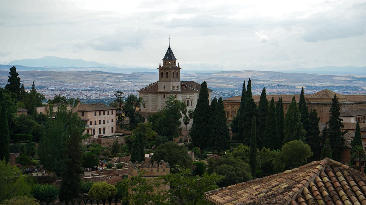 Scenic view of Alhambra and Granada landscape