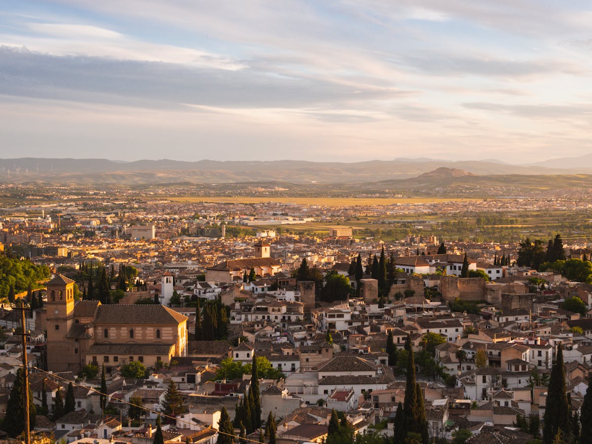 View of Granada in warm sunlight