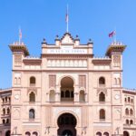 Front view of Plaza de Toros de Las Ventas bullring in Madrid Spain