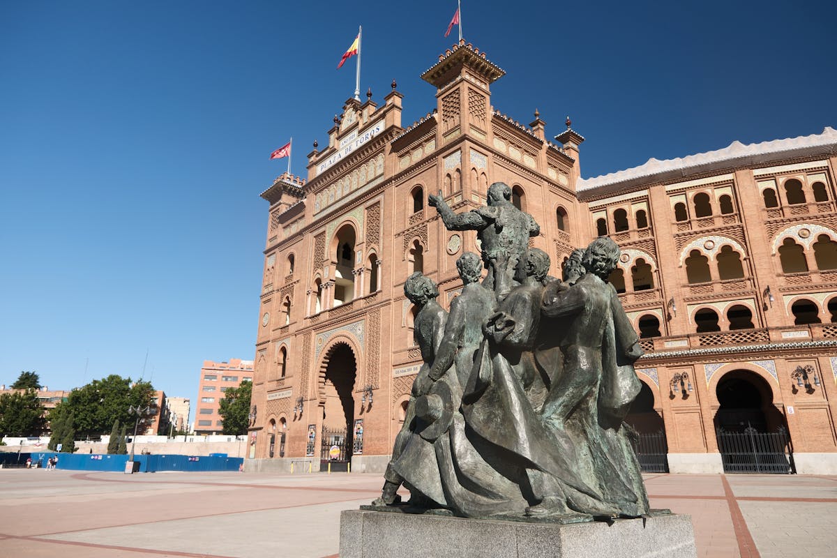 Bronze toreador sculpture at Las Ventas bullring in Madrid