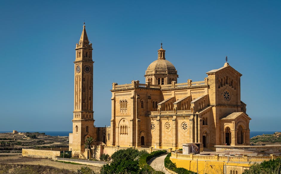 Scenic view of Ta' Pinu Basilica in Gharb, Malta