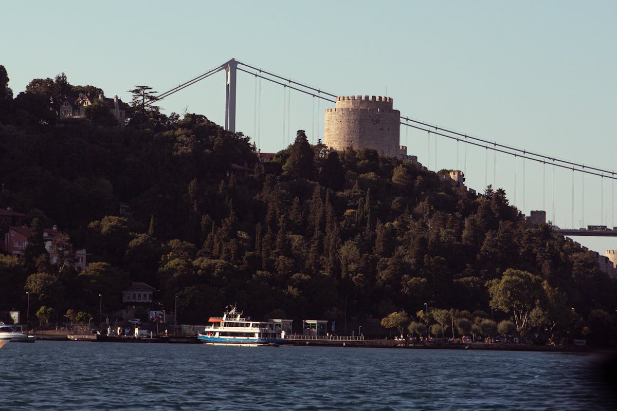 Rumeli Fortress with the Bosphorus Bridge visible in Istanbul during daytime
