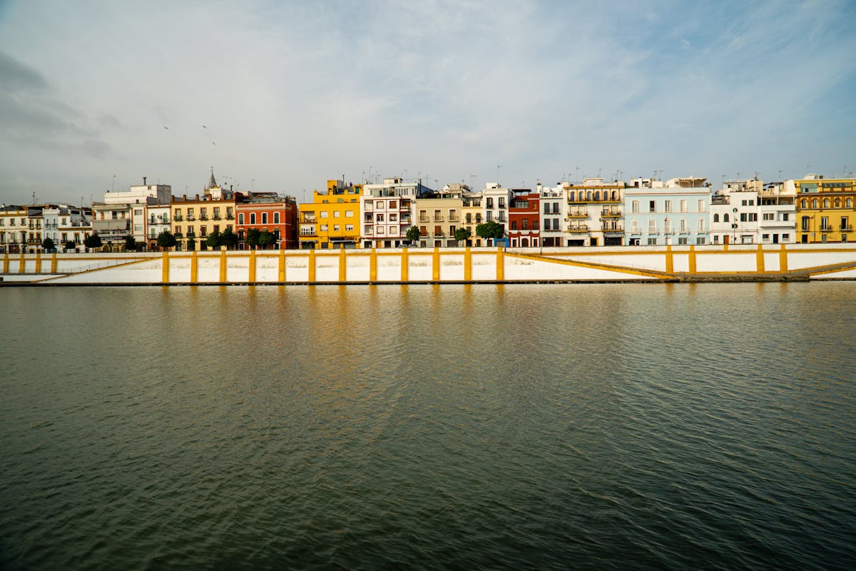 Waterfront view of houses in Seville Spain Triana