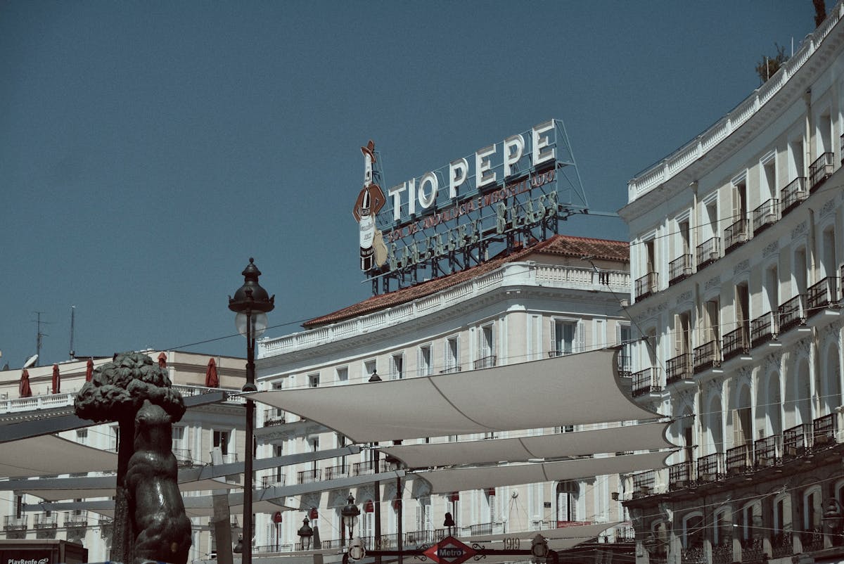 Puerta del Sol featuring Tio Pepe sign at night