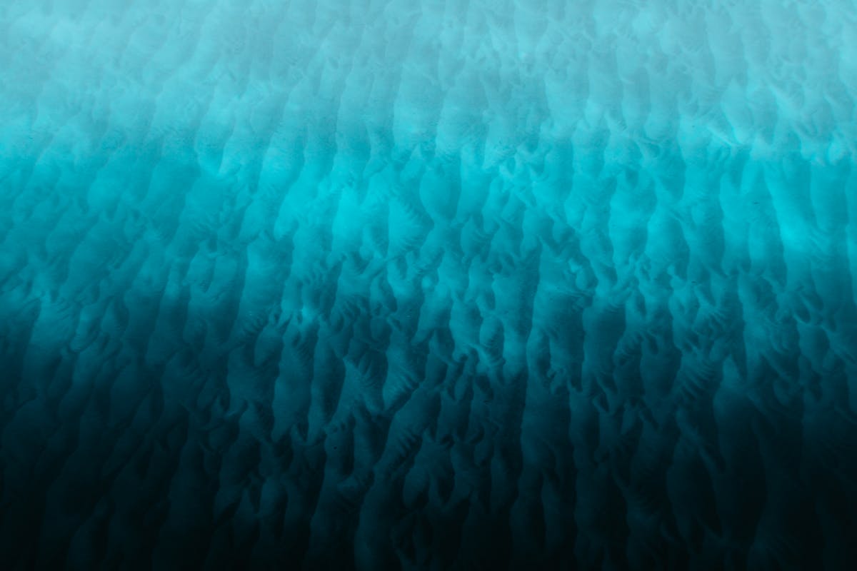 Aerial view of intricate patterns on the ocean floor underwater