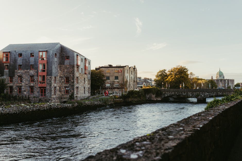 Galway coastal scenery with traditional stone wall landscape