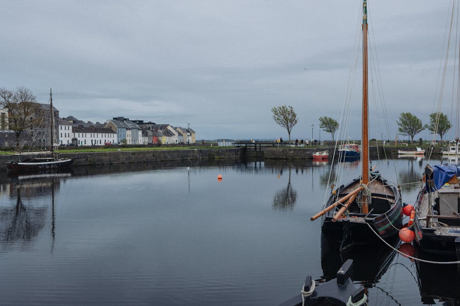Coastal Galway village with colourful buildings and harbour
