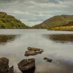 Serene lake surrounded by lush green hills in Killarney National Park Ireland