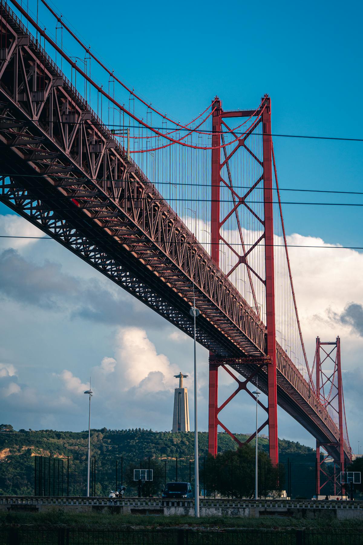 View of the Tagus river and 25 de Abril Bridge from Lisbon waterfront