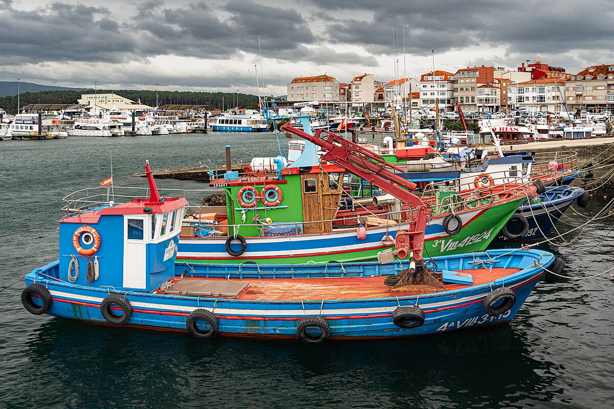 The coastal town of O Grove in Pontevedra Galicia Spain