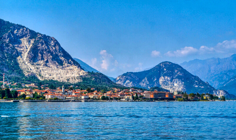View of the Borromean Islands in Lake Maggiore as seen from a hillside near Stresa