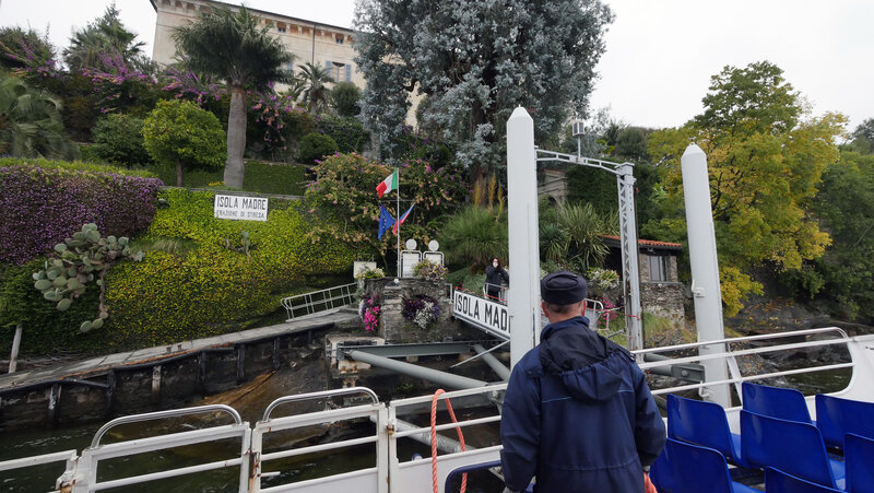 The boat landing dock at Isola Madre with garden pathway on Lake Maggiore