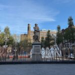 Bronze statue of Rembrandt at Rembrandtplein square in Amsterdam