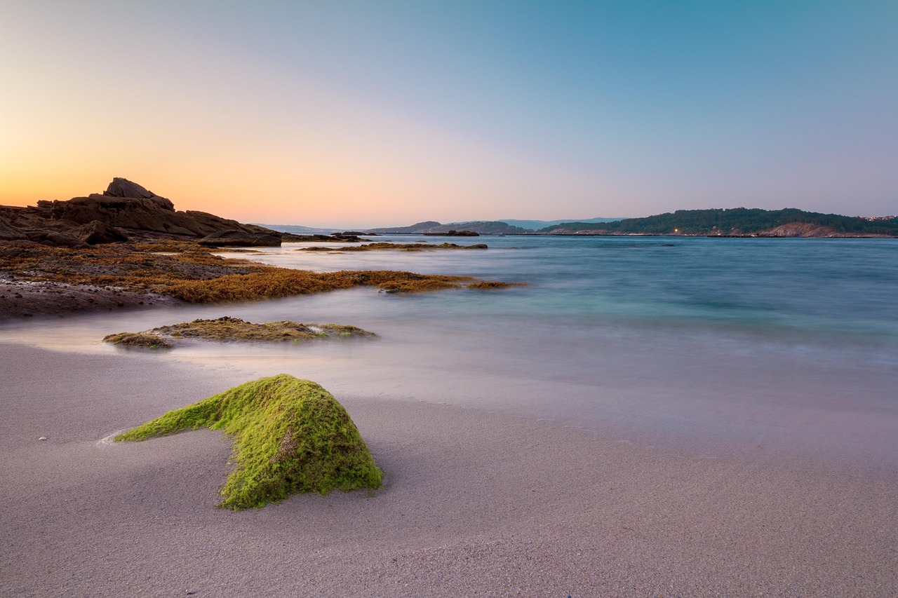 Beach at sunset in the Rias Baixas region of Galicia