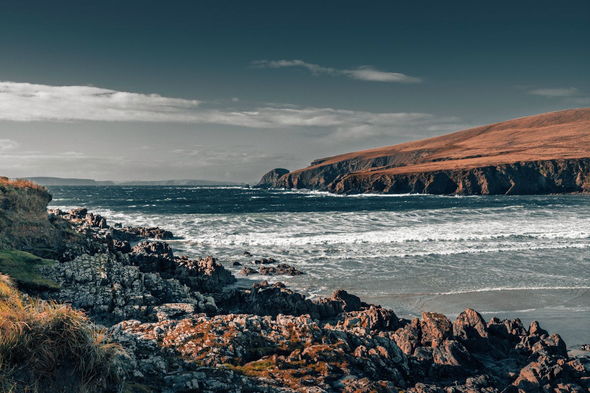 Ireland Atlantic coast with dramatic cliffs and ocean waves