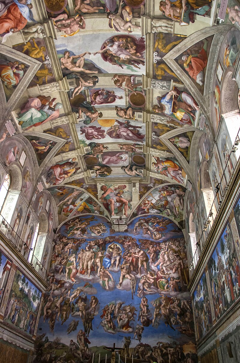 Michelangelo frescoes on the ceiling of the Sistine Chapel in Vatican City