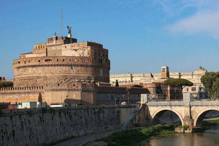 Looking down the Passetto di Borgo corridor from Castel Sant Angelo toward the Vatican