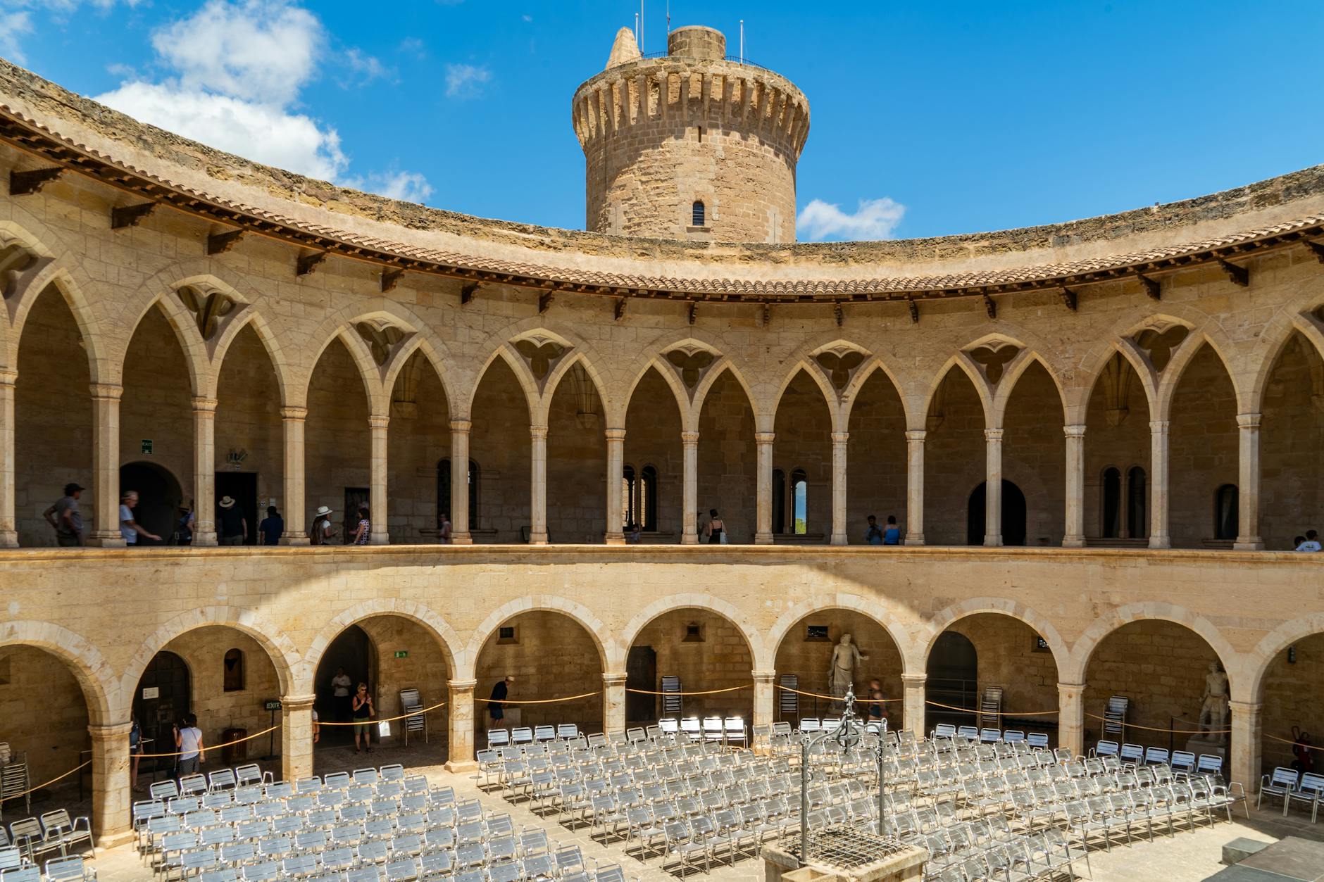 Bellver Castle Mallorca surrounded by pine forest on a hilltop