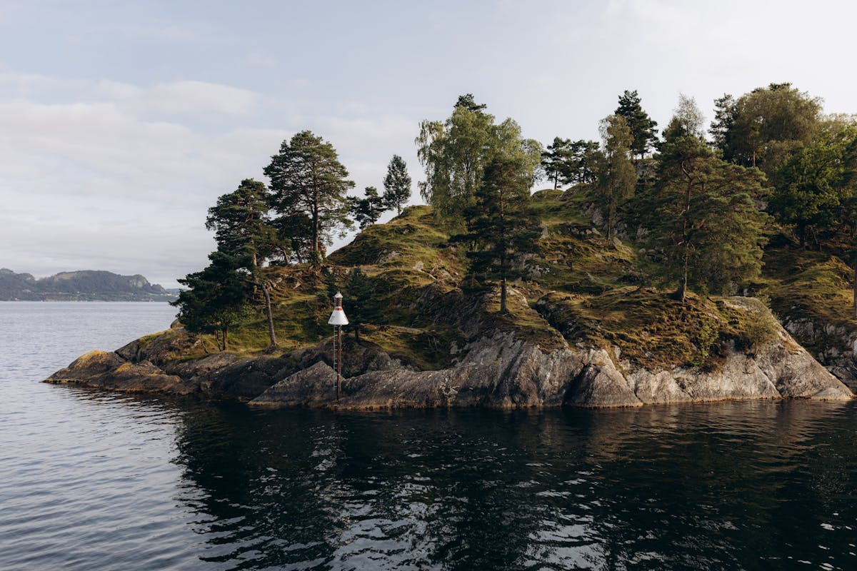 Small island in Norwegian fjord near Bergen