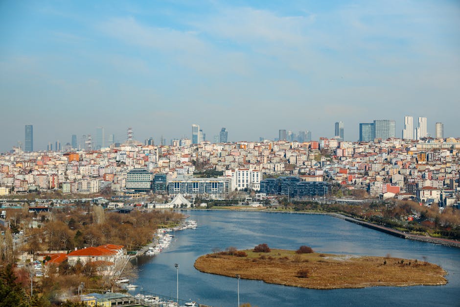 Istanbul skyline with mosques along the Bosphorus