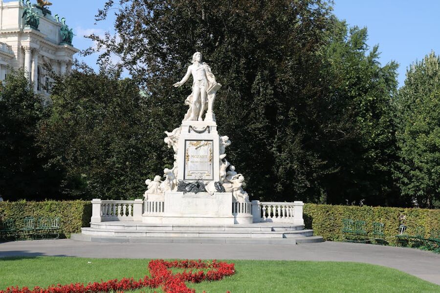 Mozart statue in a Vienna garden