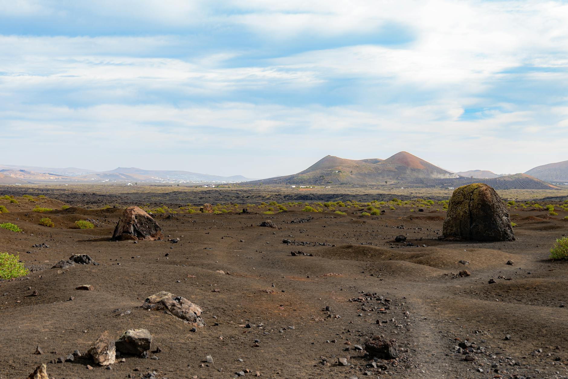 Black volcanic rock formations in Lanzarote