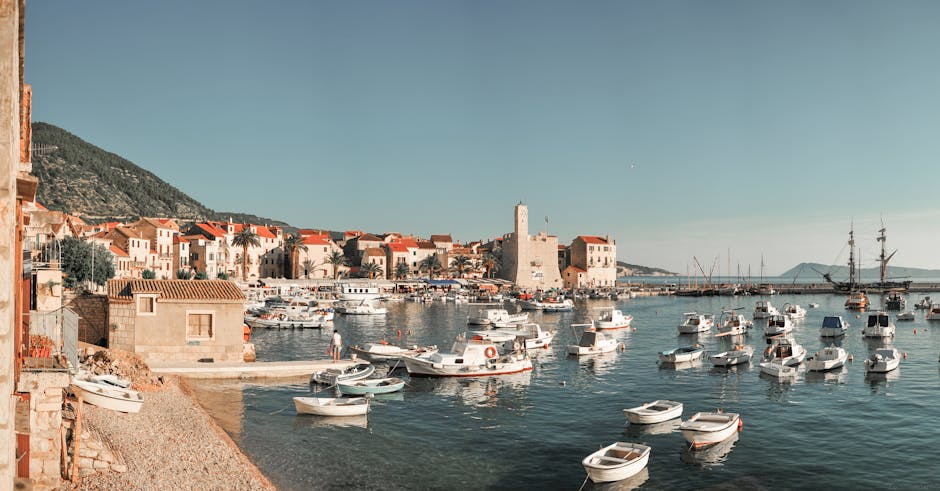 Picturesque view of Komiza harbor on Vis island