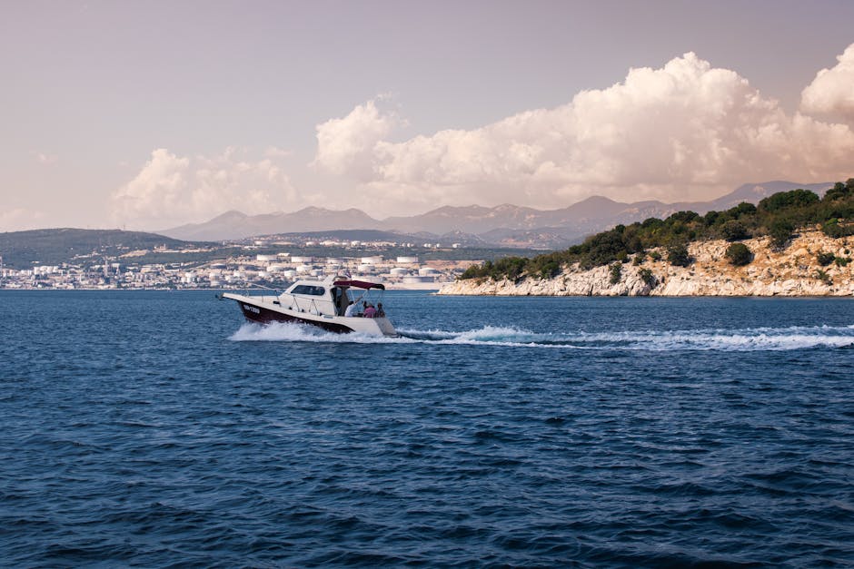 Motorboat racing across the Adriatic Sea near Croatia