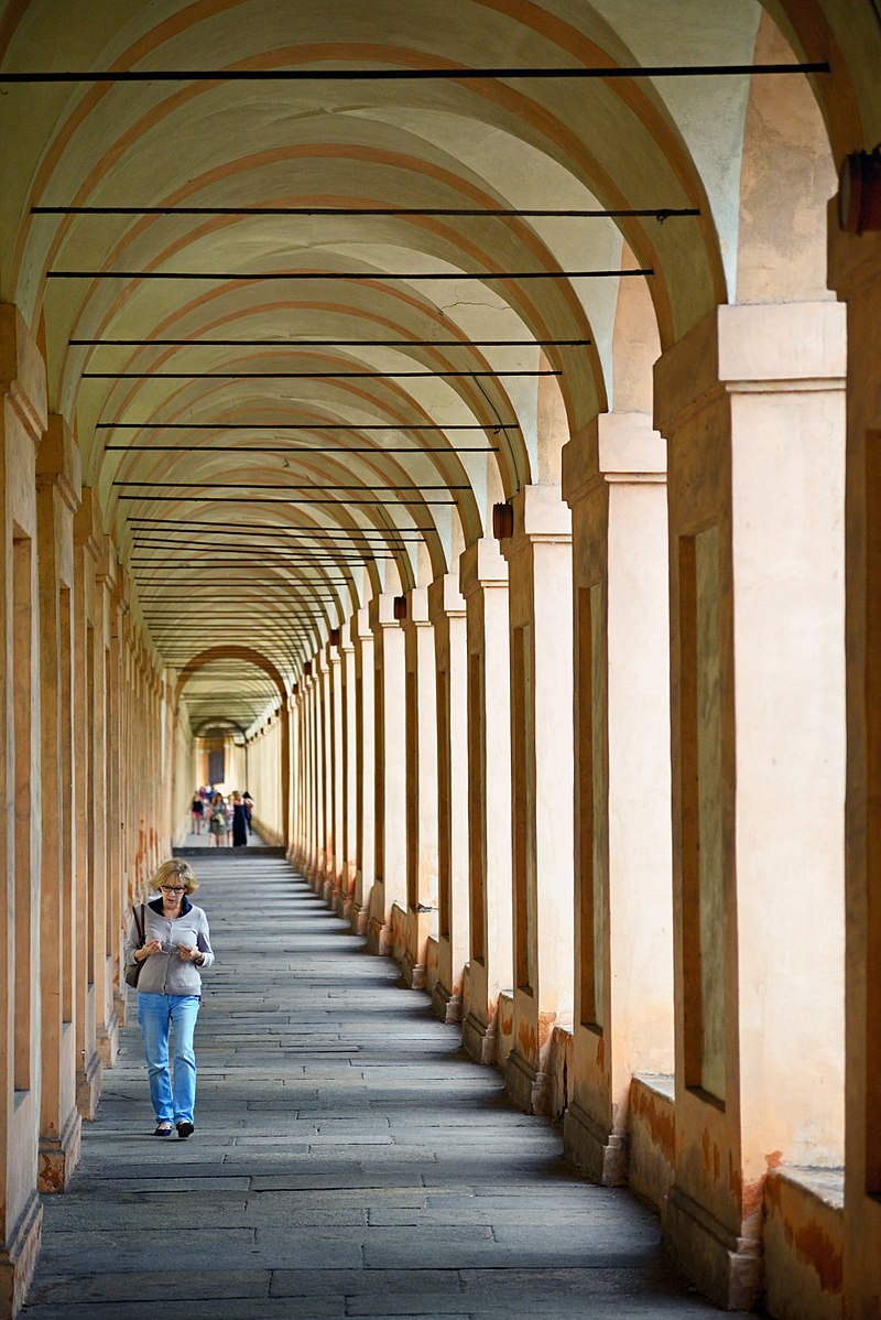 The covered portico arcade leading to the Sanctuary of the Madonna di San Luca in Bologna